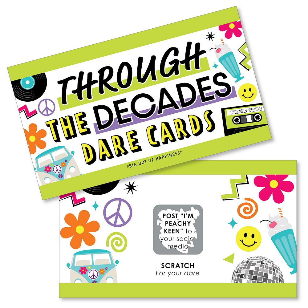 Big Dot Of Happiness Through The Decades Party Game Scratch Off Dare ...