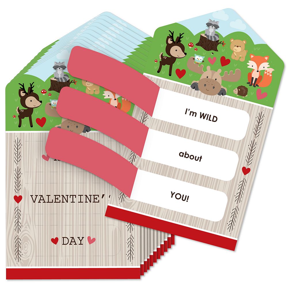 Big Dot Of Happiness Woodland Creatures Cards For Kids Happy Valentine ...