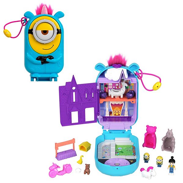 Polly Pocket Minions Compact Playset with 9 Accessories, 1 Doll, 2 ...