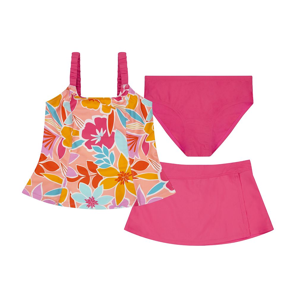 Girls 4-16 ZeroXposur Lavish Peplum Tankini with Skirt 3-Piece Swim Set