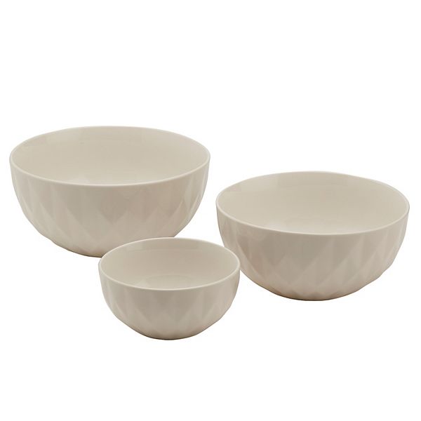 Tabletops Gallery 3-pc. Diamond Embossed White Bowl Set