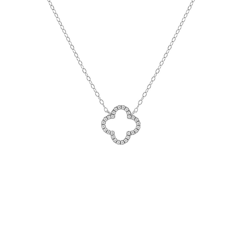 PRIMROSE Sterling Silver Pave Cubic Zirconia Cut-Out Flower Cable Chain ...