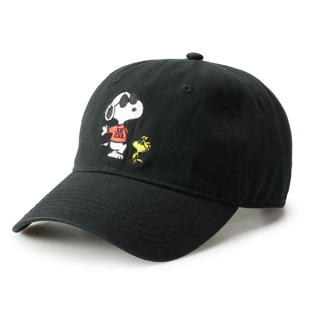 Men's Peanuts Embroidered Snoopy Joe Cool Black Baseball Cap