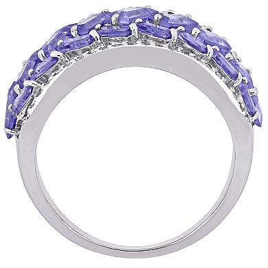Stella Grace Sterling Silver Tanzanite & White Topaz Multi-Row Ring