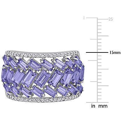 Stella Grace Sterling Silver Tanzanite & White Topaz Multi-Row Ring