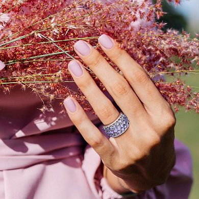 Stella Grace Sterling Silver Tanzanite & White Topaz Multi-Row Ring