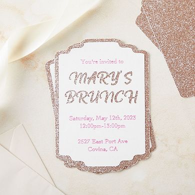 24 Sheets Rose Gold Glitter Cardstock Paper For Crafts, Wedding, 280gsm ...