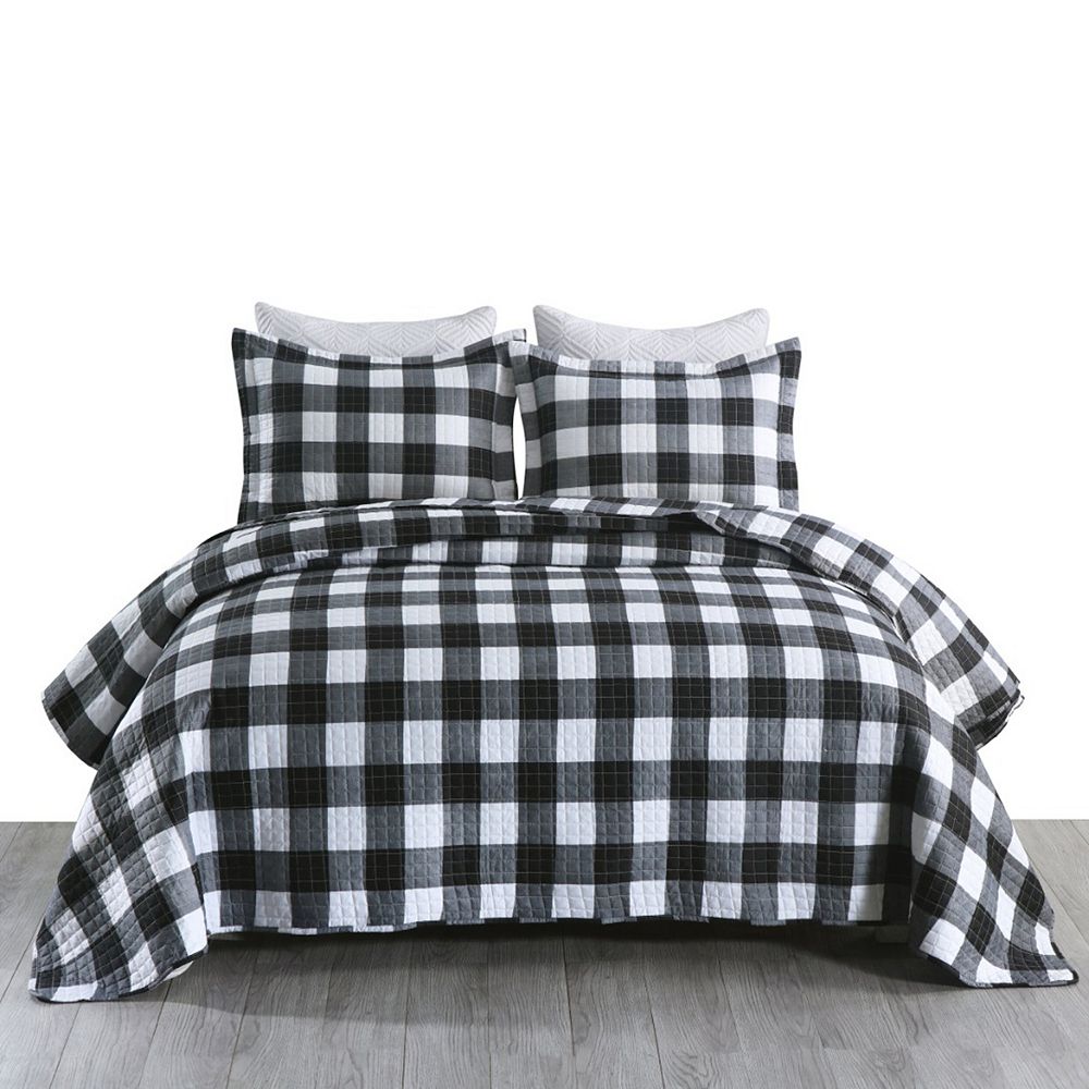 Marcielo 3 Piece Buffalo Plaid Check Bedspread Bedding Set