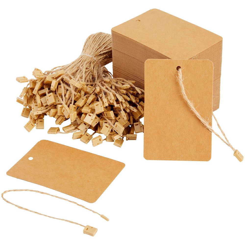 200 Pack Large Kraft Paper Gift Tags, Merchandise Tags, Brown, 2 X 4"