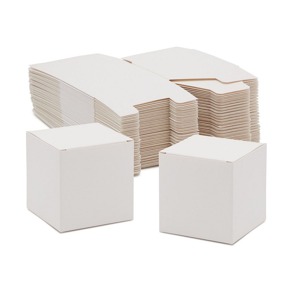 100 White Gift Box Wrapping Paper Container W/ Lid For Party Wedding ...