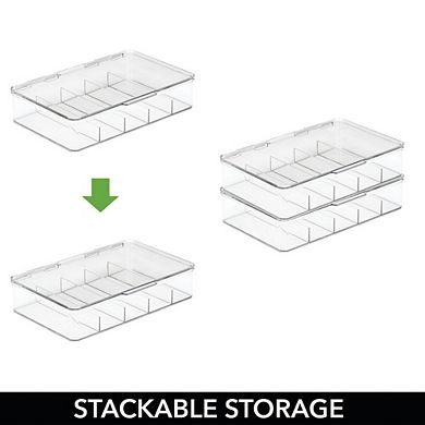 Mdesign Clear Plastic 5-section Stackable Craft Storage Box With Hinge Lid