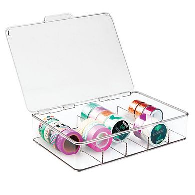 Mdesign Clear Plastic 5-section Stackable Craft Storage Box With Hinge Lid
