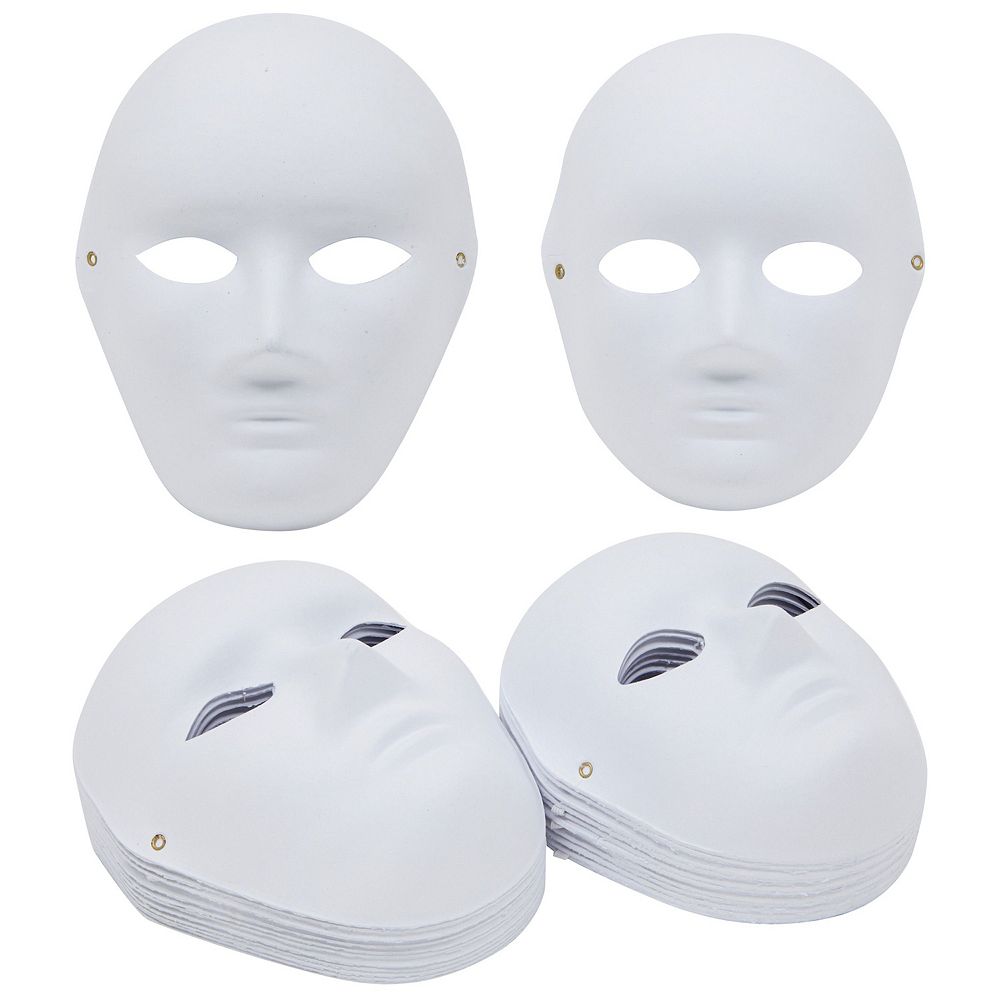 24 Pack Plain Masks For Decorating, Diy Masquerade Mask, White, 2 Sizes
