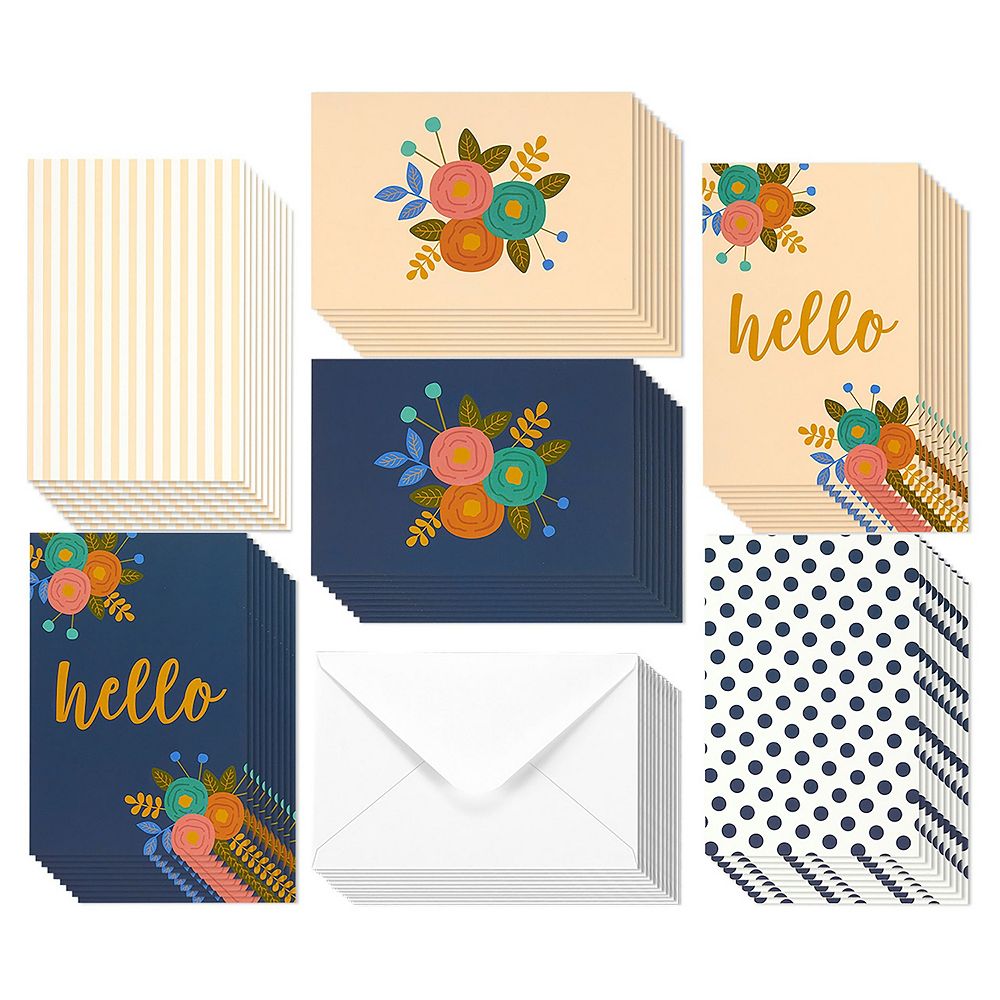 48 Pack Blank 4x6 Hello Notecards And Envelopes Set, Welcome Greeting Cards