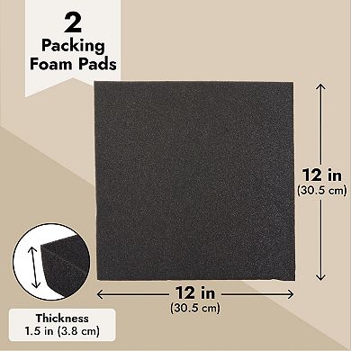 2-pack Packing Foam Sheets, Polyurethane Cushioning Insert Pads (12x12x1.5)