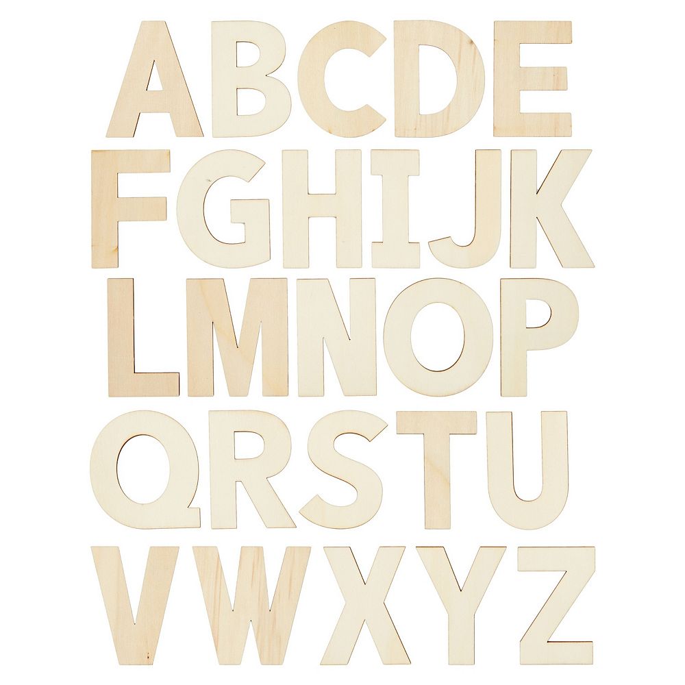 36x Unfinished Wooden Alphabet Letters Cutout W/ Extra 2 Set Vowels For ...