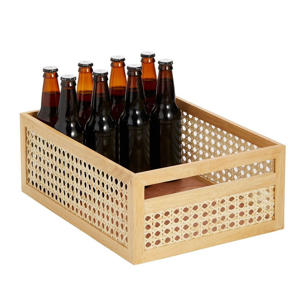 mDesign Large Natural Cane Kitchen Organizer Storage Bin with Handles ...