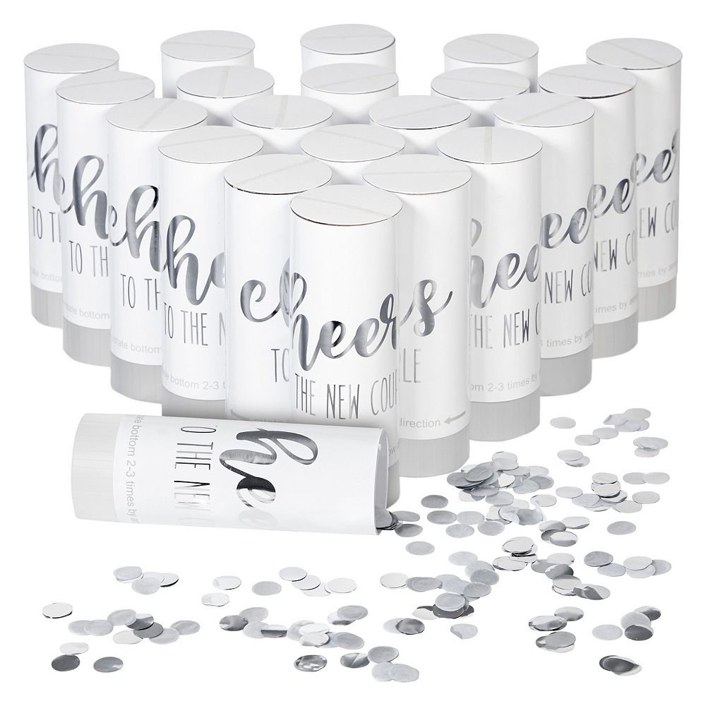 20-pack Silver Foil Confetti Party Shakers For Wedding Reception, White