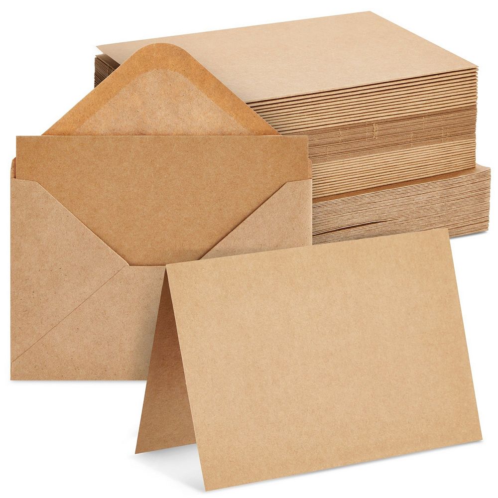 48 Pack 4 X 6-inch Kraft Blank Cards And Envelopes - Diy Plain Greeting ...