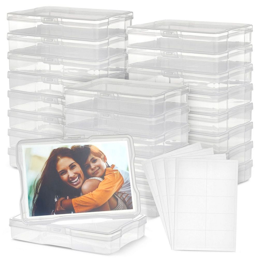 24x Clear Photo Storage Organizer Boxes For 4x6 In Pictures With 40 ...
