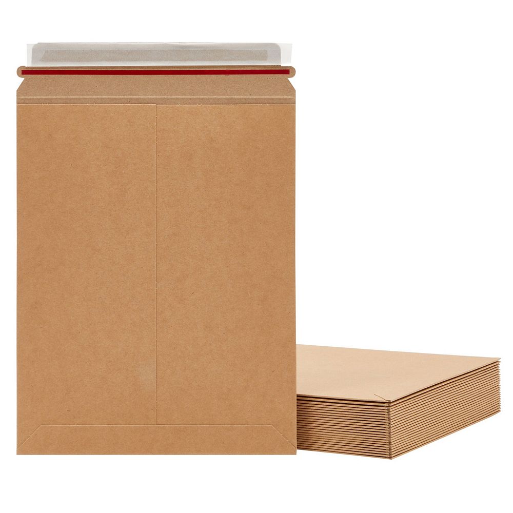 25 Pack Flat Rigid Mailers, Kraft Paper Material Cardboard Envelopes ...