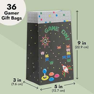 36 Pack Video Game Goodie Bags For Gamer Party Favors, Treats, 5 X 9 X 3 In