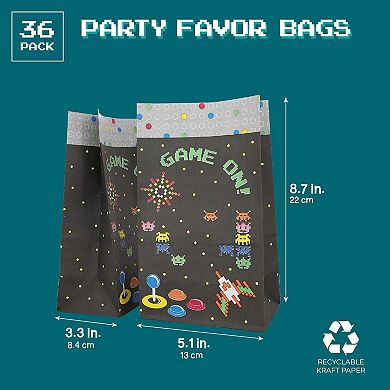 36 Pack Video Game Goodie Bags For Gamer Party Favors, Treats, 5 X 9 X 3 In