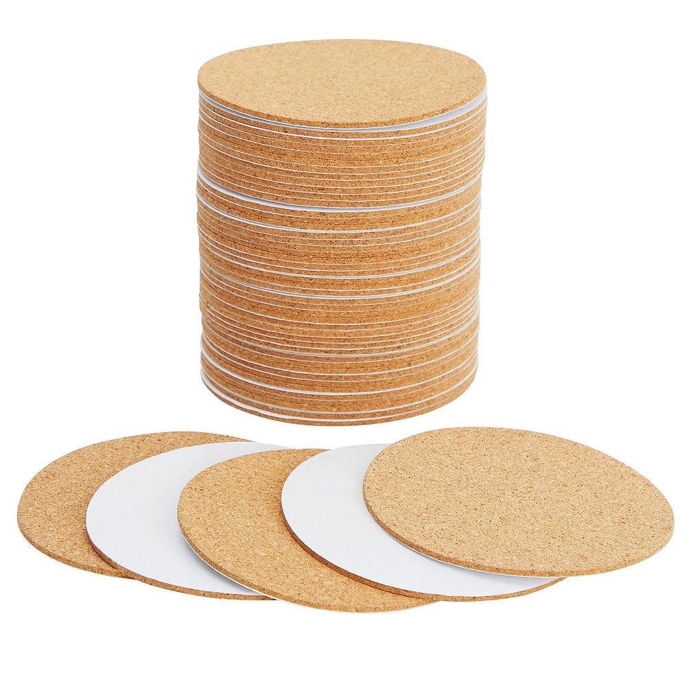 50 Pack Self-Adhesive Cork Coaster Backing for DIY Crafts, 3.5 in