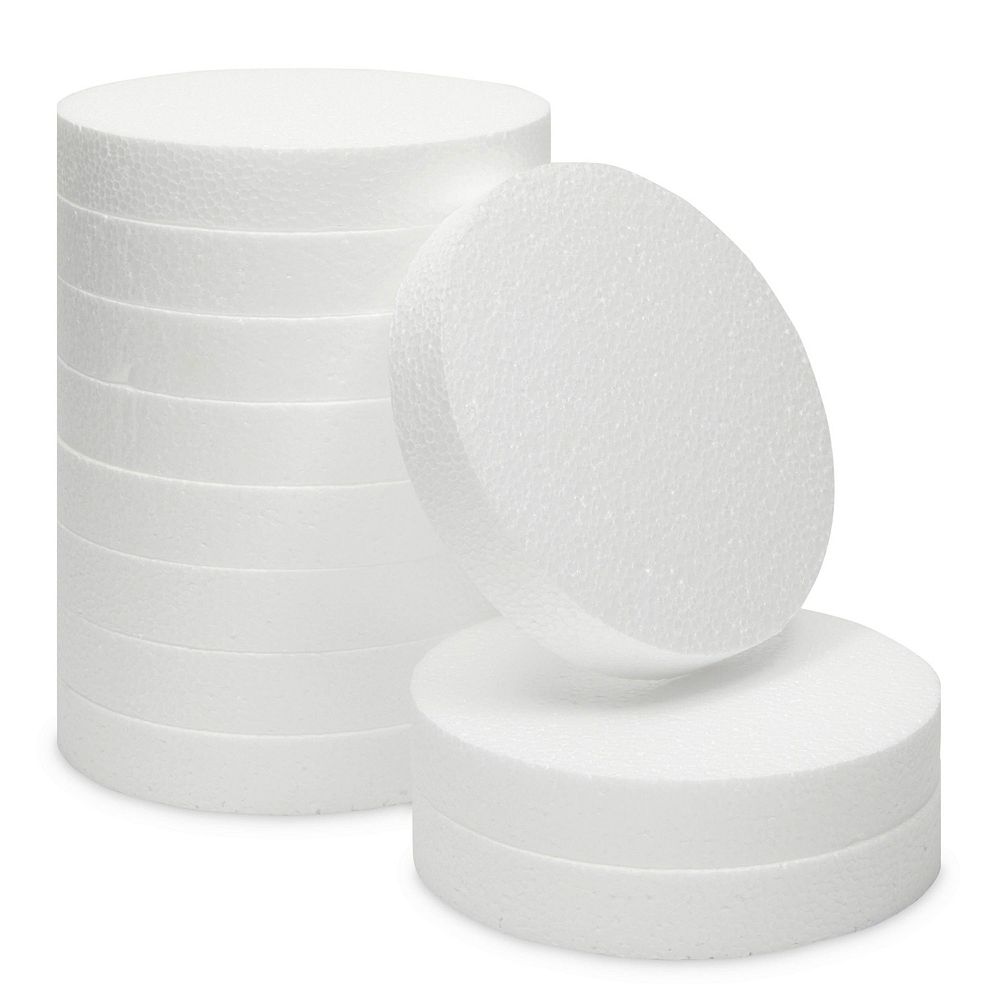 12 Pack Foam Circles For Crafts, Diy Projects, Cake Dummies, 6x6x1 In ...
