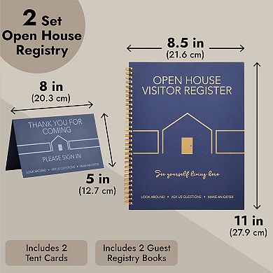 4 Piece Guest Registry Sign In Book For Open House And Tent Cards