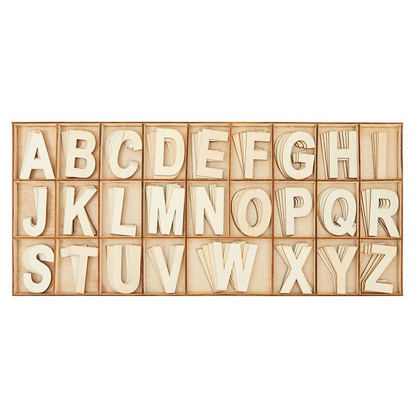 2" Wooden Alphabet Letters For Crafts, 4 Sets Abcs With Sorting Tray ...