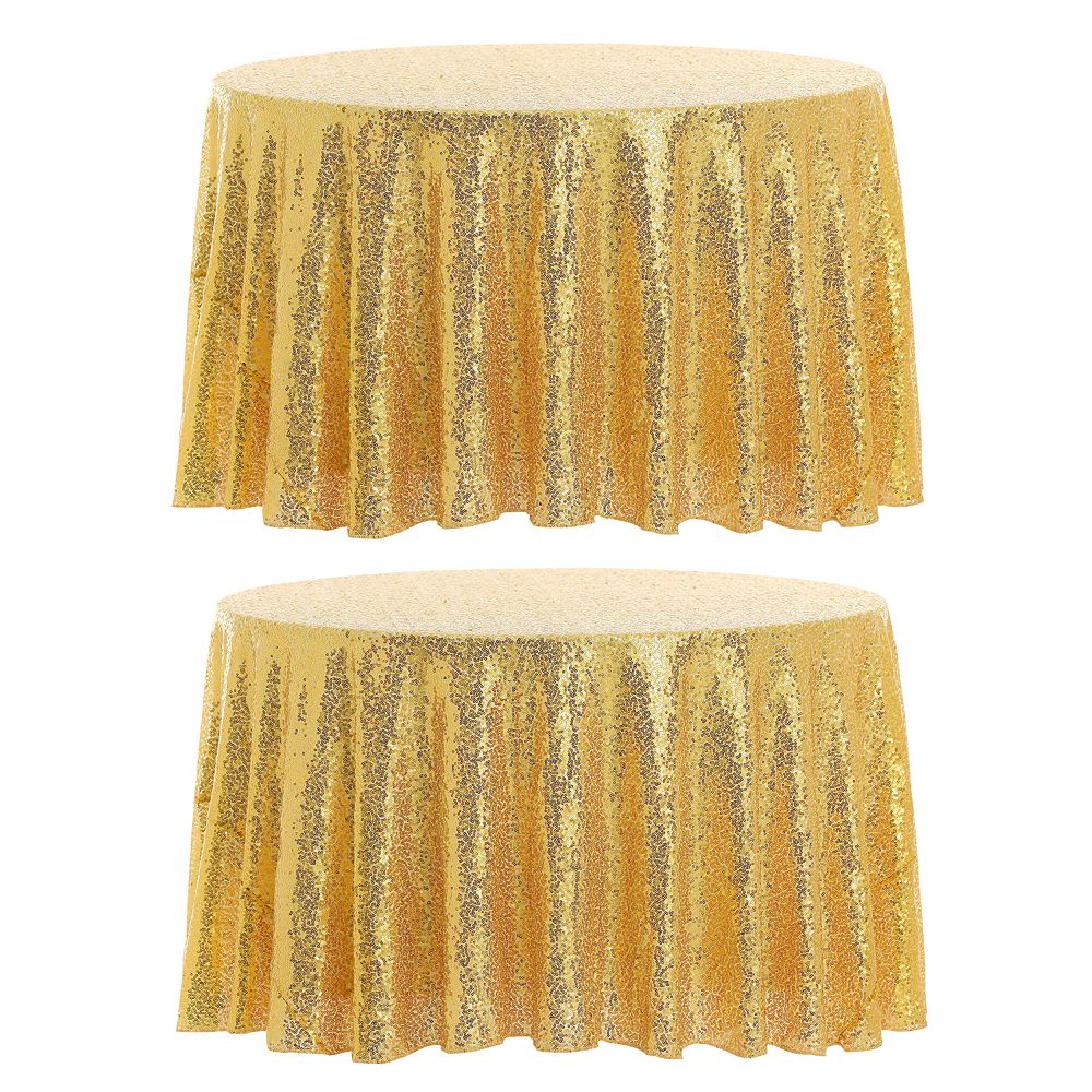 2 Pack Round Tablecloths, Polyester Sequin Table Covers For Dining Room ...
