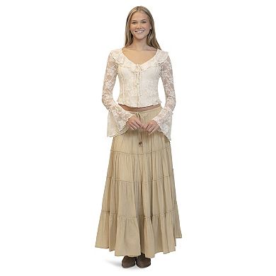 Juniors' madden girl Tie Front Cascade Ruffle Neck Cardigan