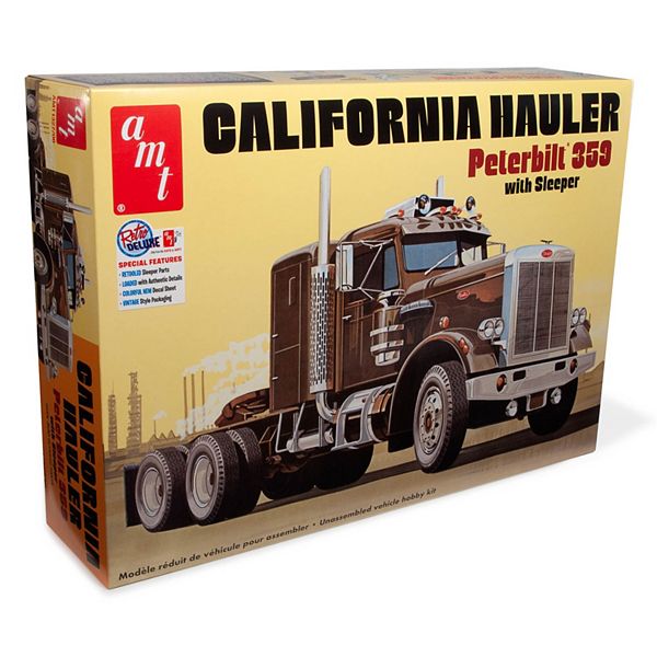 Round 2 AMT Peterbilt 359 California Hauler with Sleeper Scale Model Kit