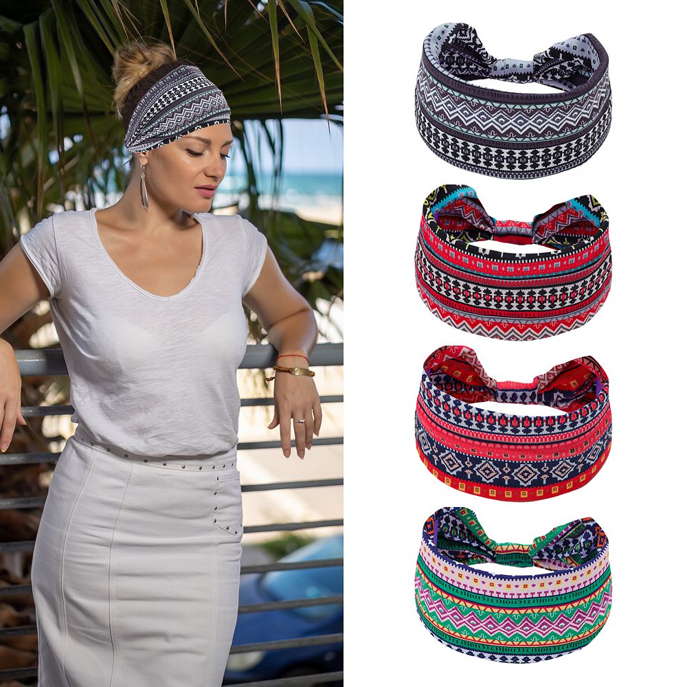 4pcs Wide Headbands Twisted Knot Wide Headbands Elastic Headbands For ...
