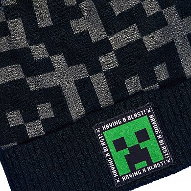 Boys 8-20 Minecraft Puff Top Hat and Gloves Set