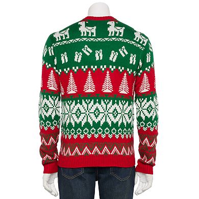 Men's Llama Santa Crewneck Christmas Sweater