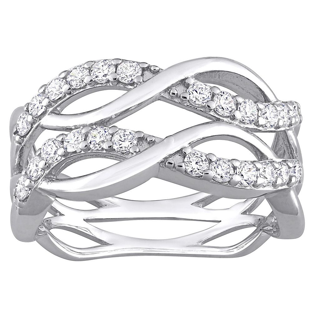 Stella Grace Sterling Silver Cubic Zirconia Crisscross Ring