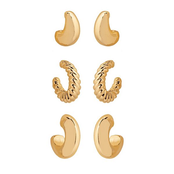 LC Lauren Conrad Gold Tone Trio Hoop Earrings Set
