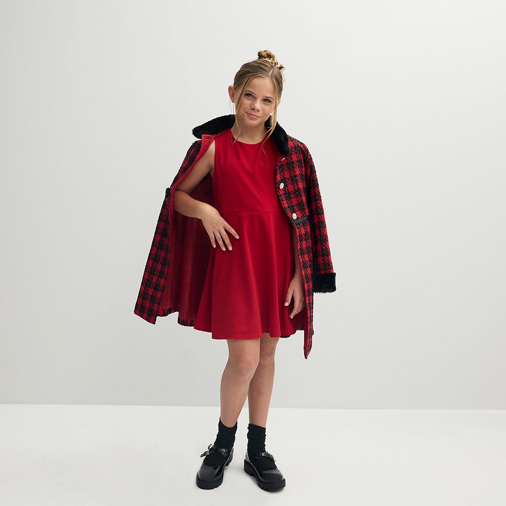 Girls 7-16 Blueberi Boulevard 2-Piece Boucle Coat & Dress Set