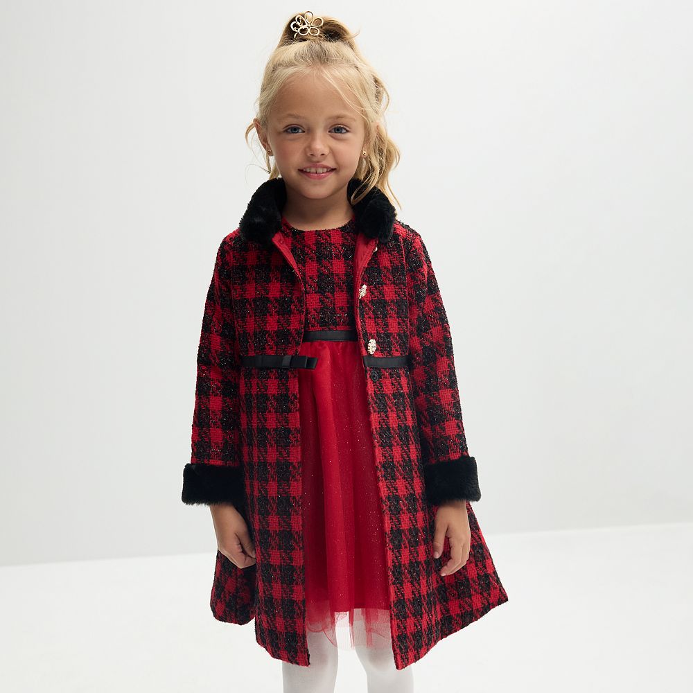 Girls 4-6x Blueberi Boulevard 2-Piece Boucle Coat & Dress Set