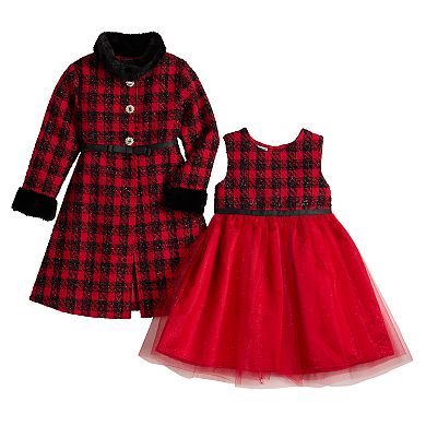 Girls 4-6x Blueberi Boulevard 2-Piece Boucle Coat & Dress Set
