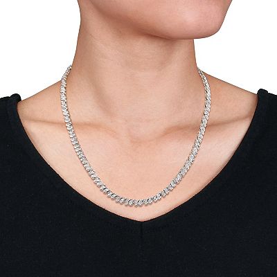 Stella Grace Sterling Silver 2 Carat T.W. Diamond Twist Tennis Necklace
