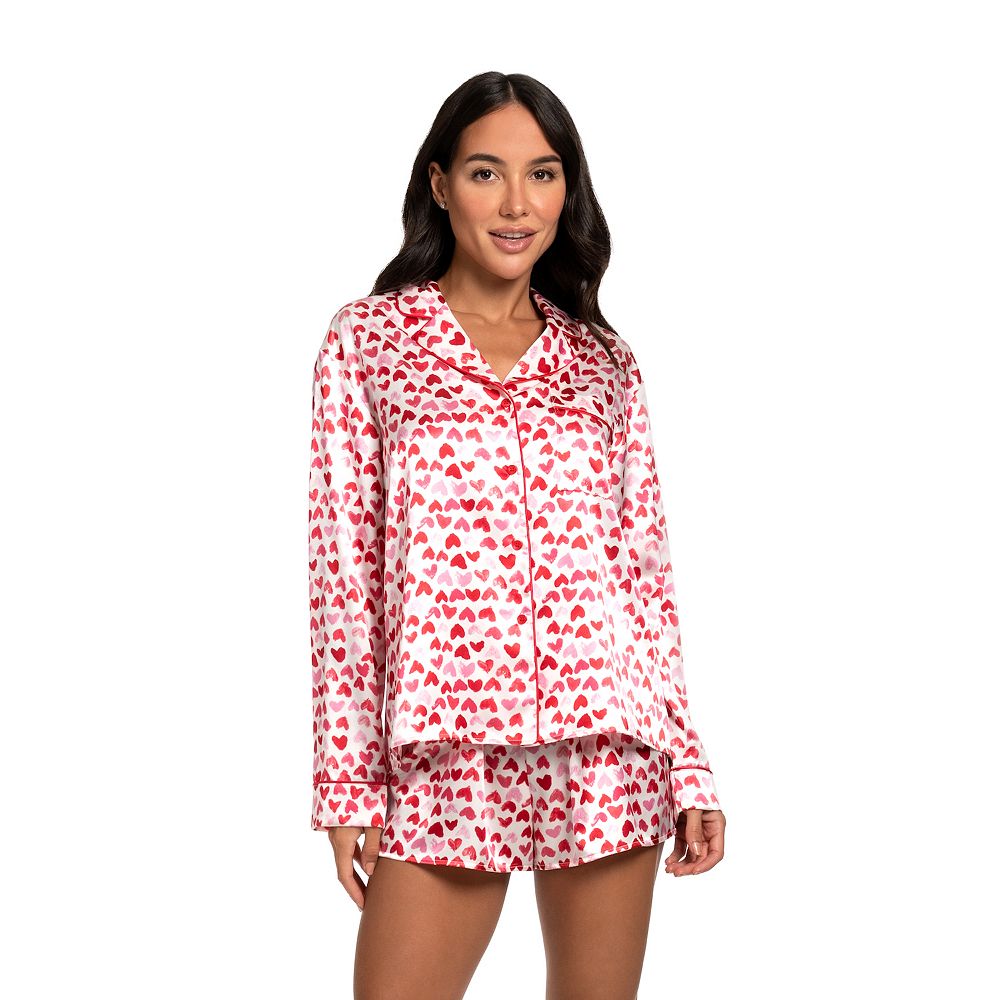 Women's Lilac+London 2-Piece Allover Hearts Print Pajama Top & Pajama ...