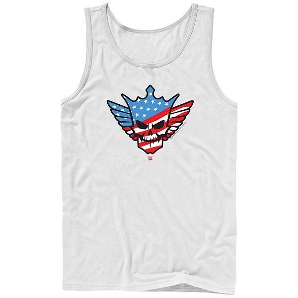 Men's WWE Cody Rhodes USA Flag Skull Badge Americana Graphic Tank Top