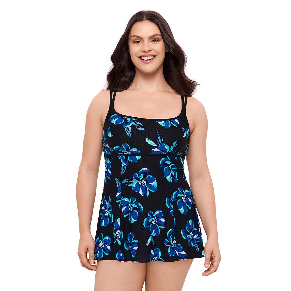 Women's Great Lengths Flower Pique Fabric Empire Seam Swim Dress