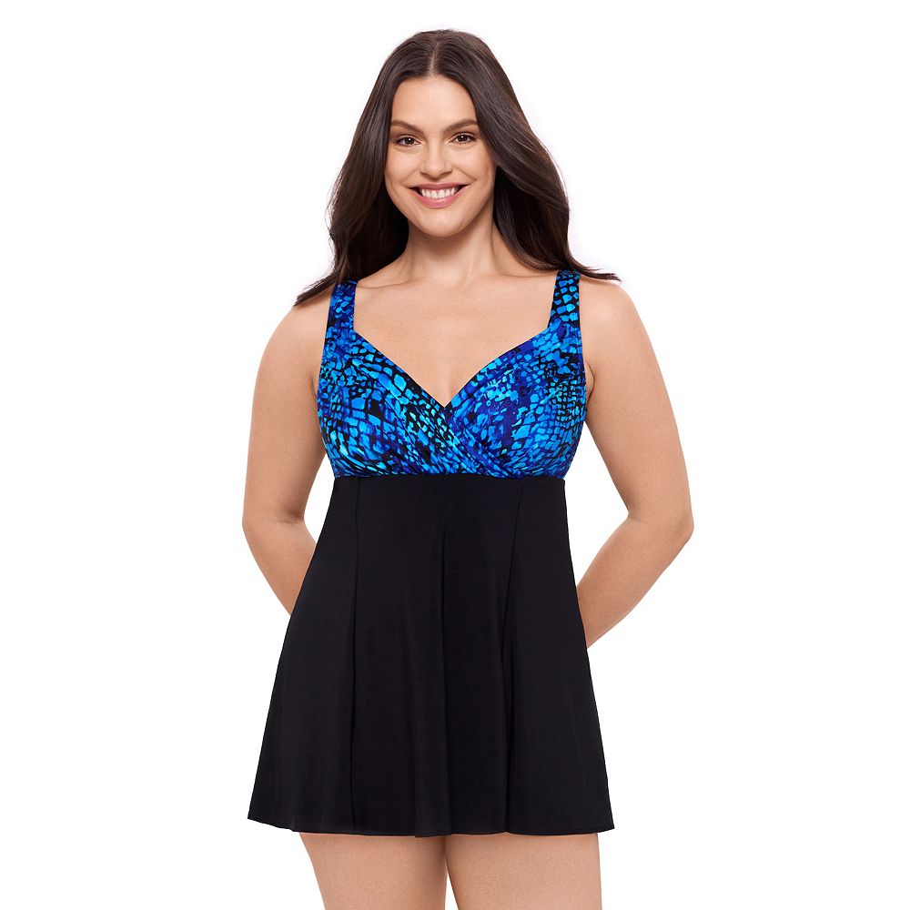 Women's Great Lengths Beach Scale Draped Crossover Swimsdress One-Piece ...