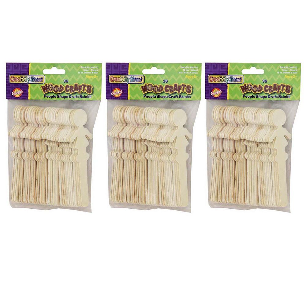 Dixon Creativity Street 36-Piece Natural Wood Craft Sticks 3-Pack