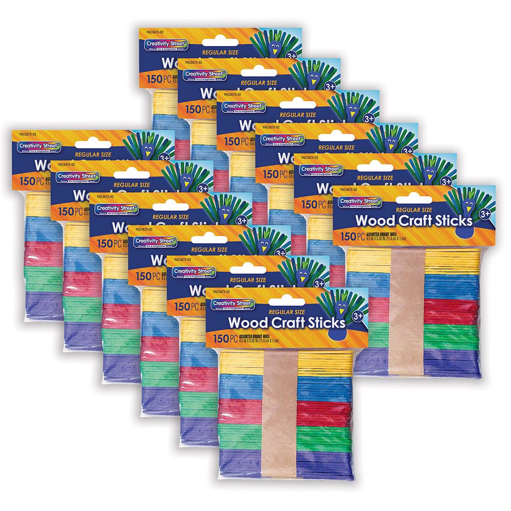 Dixon Creativity Street 150-Piece Regular Multicolor Craft Sticks 12-Pack