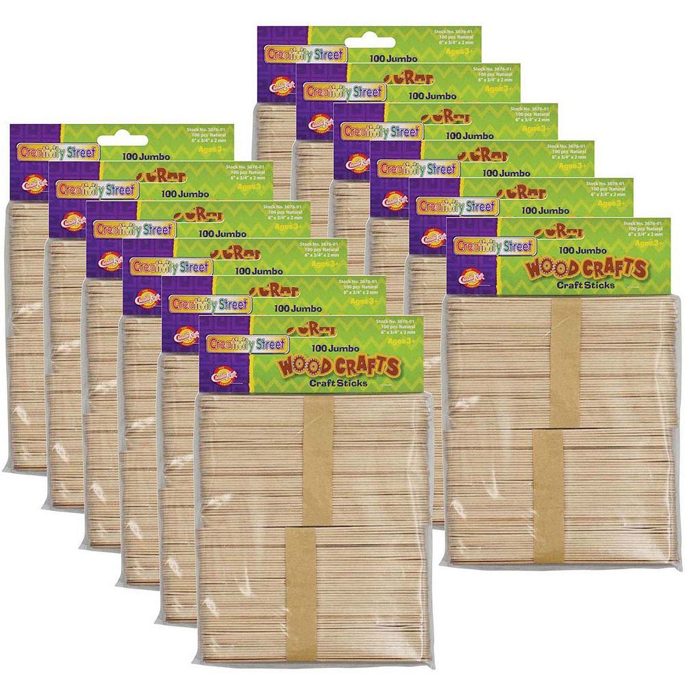 Dixon Creativity Street 100-Piece Jumbo Craft Sticks 12-Pack